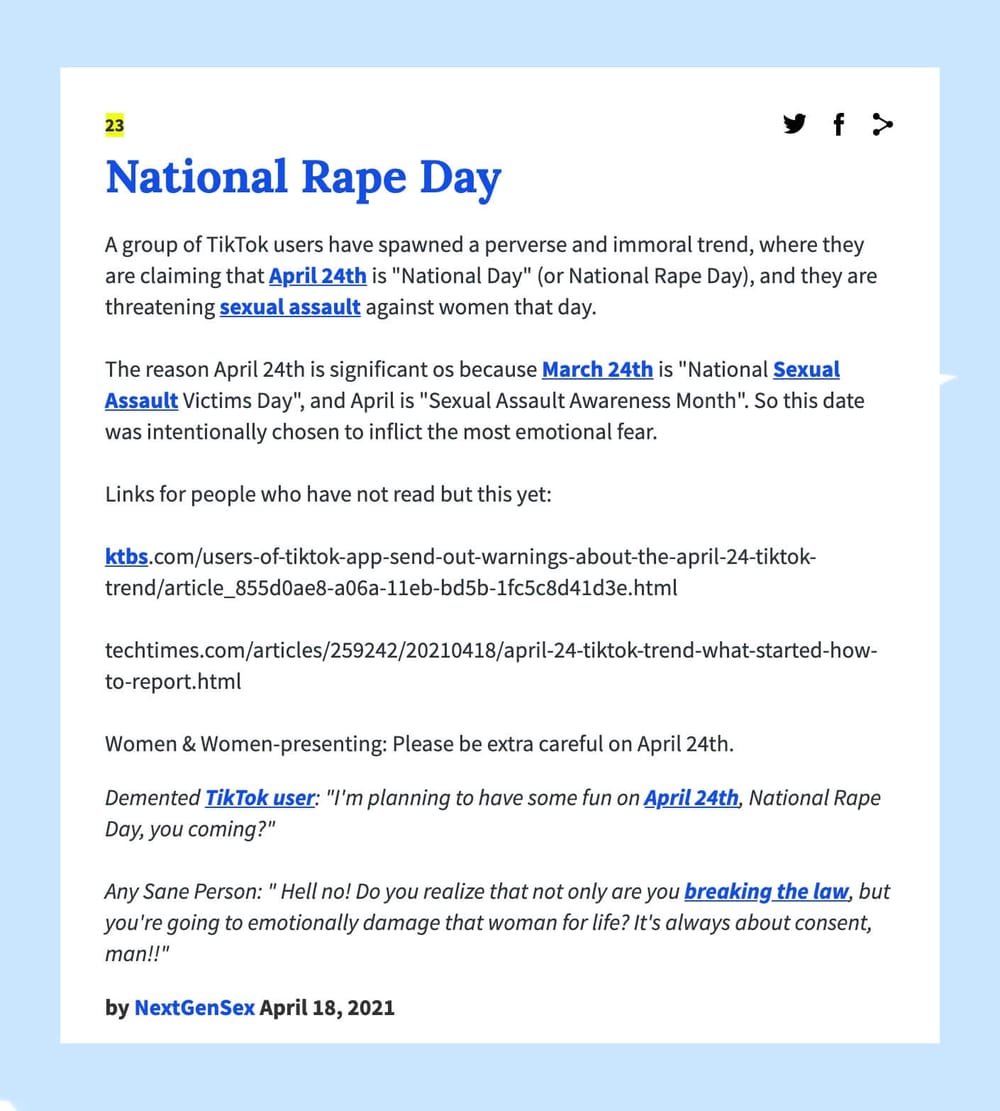 Falsk nyhed om ‘national rape day’ cirkulerer på TikTok